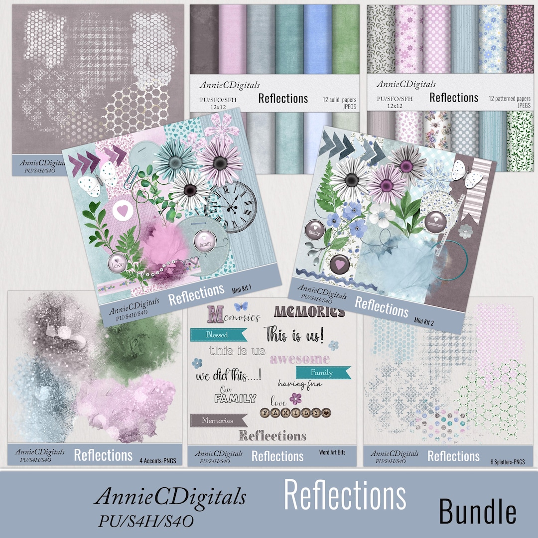 Digital Scrapbook Kit Bundle, Reflections Bundle of Digital Scrapbook ...