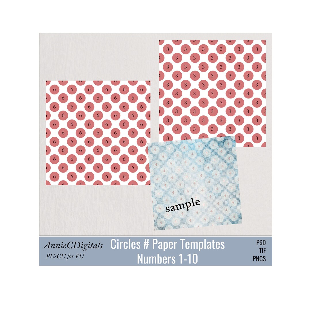 Digital Paper Templates, Circles With Numbers Paper Templates, Number ...