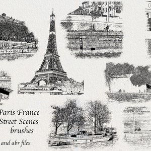 Paris Photoshop Brushes, Sketches, Paris Overlays, Paris Street Scenes ...