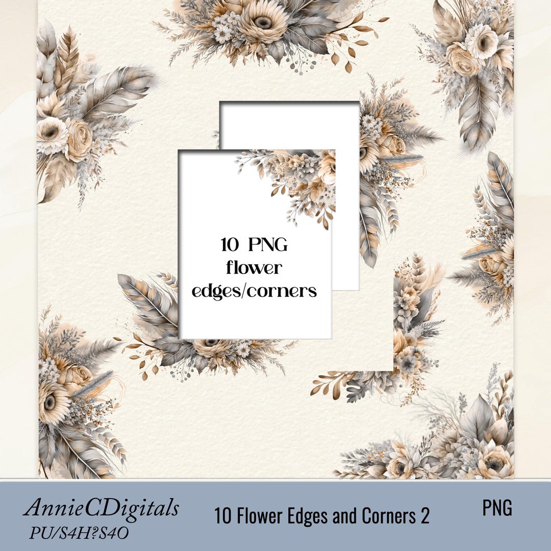 Digital Clipart, Digital Flower Edges 2, Digital Flower Border, Digital ...