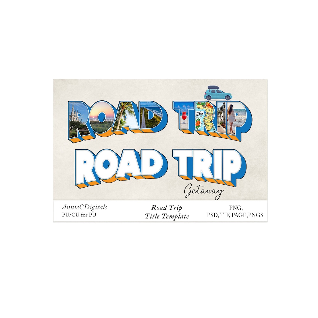 3D Photo Title Template, Road Trip Photo Template, 3D Template, Title ...