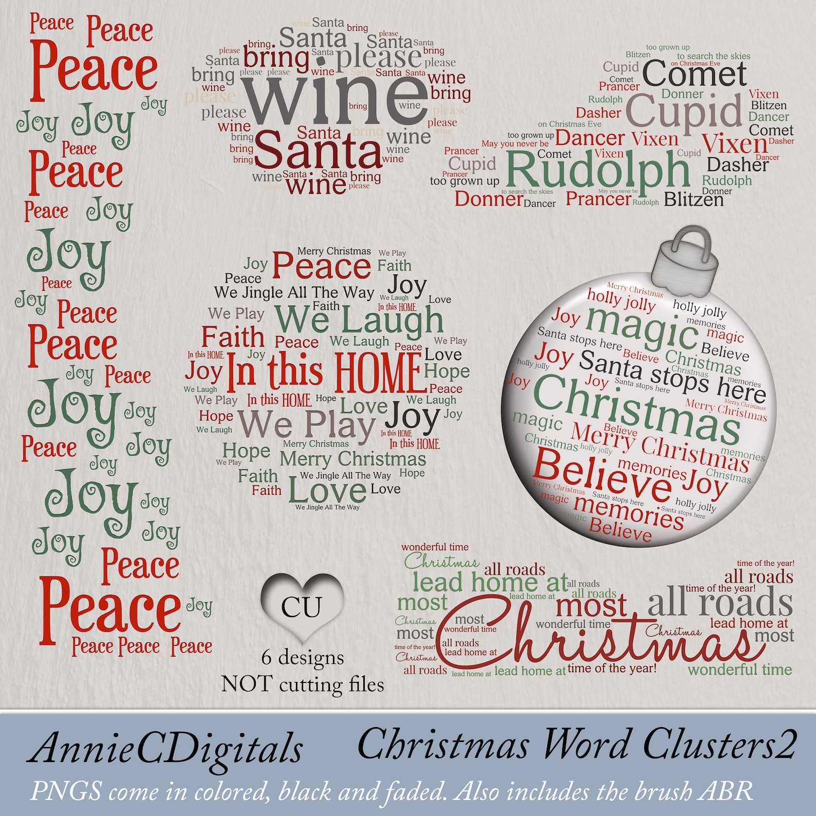 Christmas Word Art Christmas Clip Art Scrapbook Clip Art - Etsy