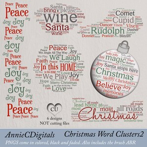 Christmas Word Art, Christmas Clip Art, Scrapbook Clip Art, Holiday ...