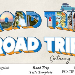 3D Photo Title Template, Road Trip Photo Template, 3D Template, Title ...