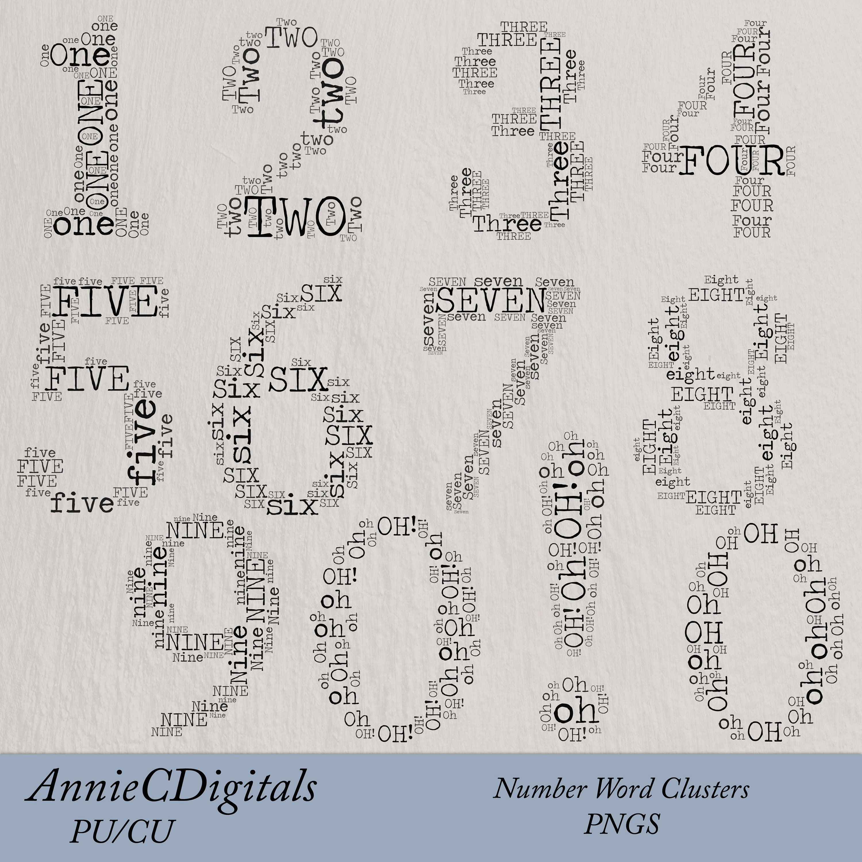 Numbers Word Art Numbers Clip Art Scrapbook Clip Art - Etsy España