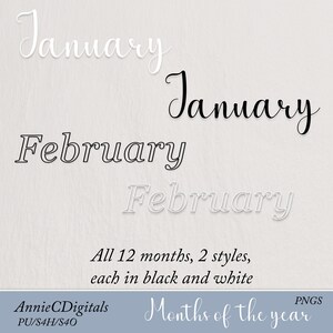 Months of the Year Clip Art, Months of the Year Word Art, Digital Clip ...