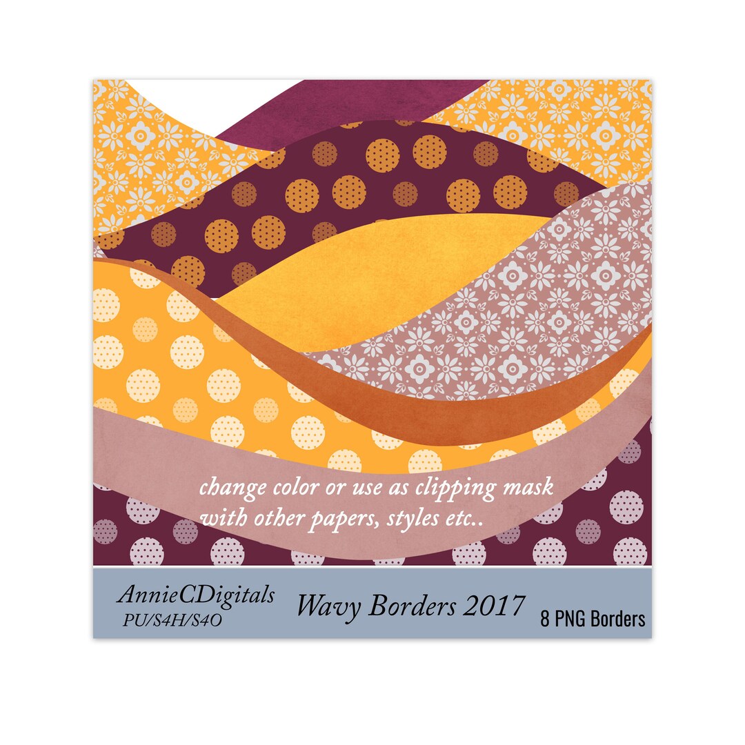 Digital Wavy Borders Digital Clip Art Border Templates - Etsy
