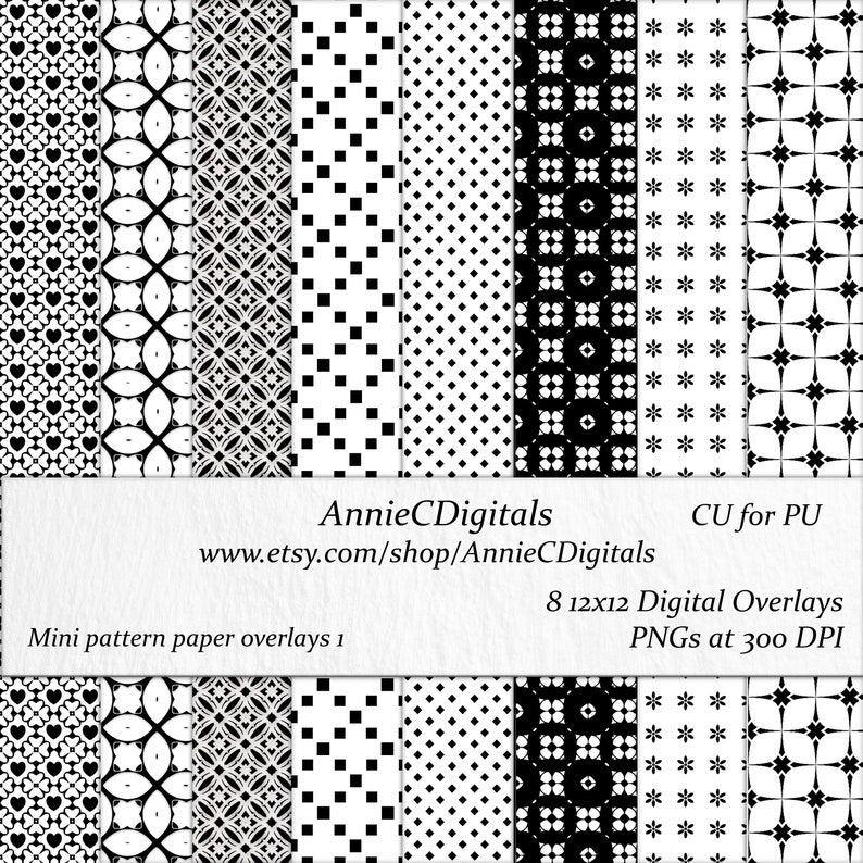 Mini Print Pattern Paper Overlays - Etsy