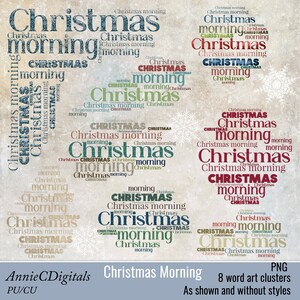 Christmas Morning Word Art, Christmas Clip Art, Scrapbook Clip Art ...
