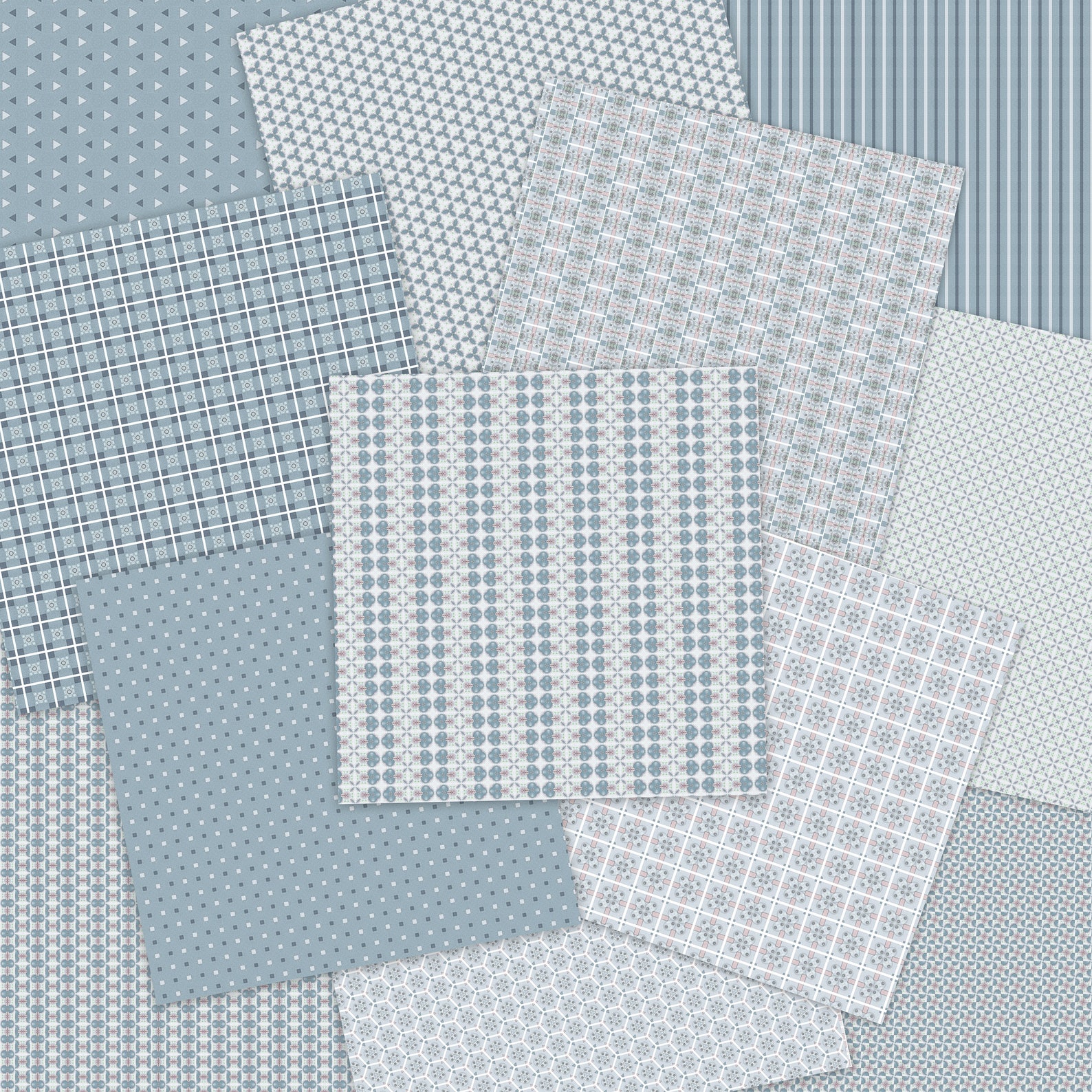 Digital Scrapbooking Paper Blue Mini Patterns | Etsy