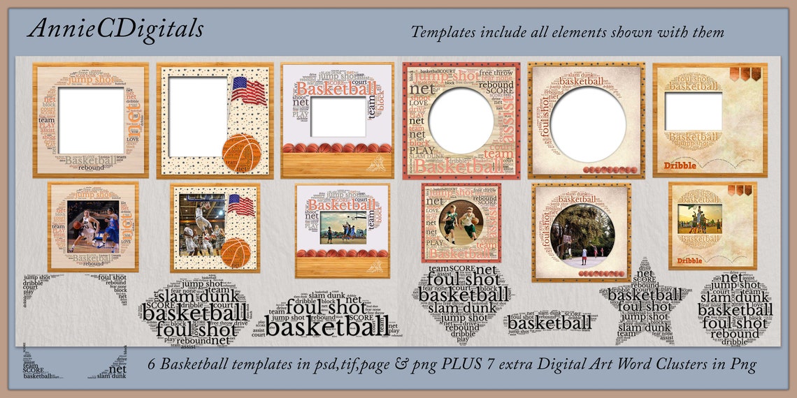 Basketball Scrapbook Templates, Basketball Wall Art, Scrapbook ...
