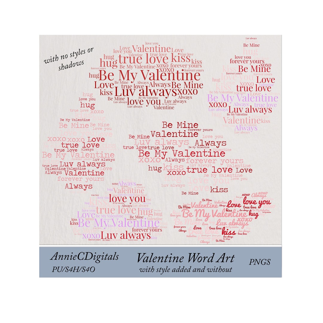 Valentine Word Art, Valentines Day Word Art, Love Word Cluster ...