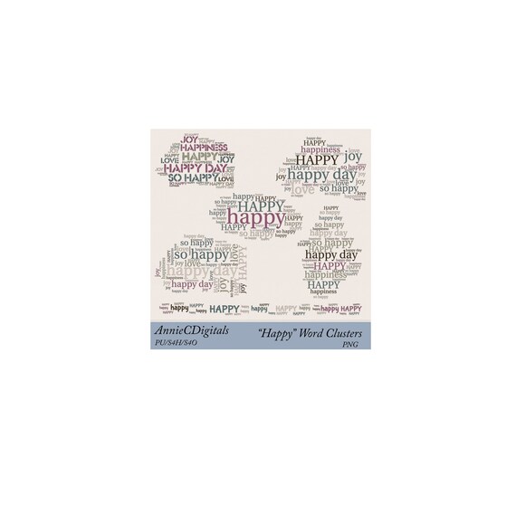 Happy Word Art Happy Clip Art Scrapbook Clip Art Word Art | Etsy