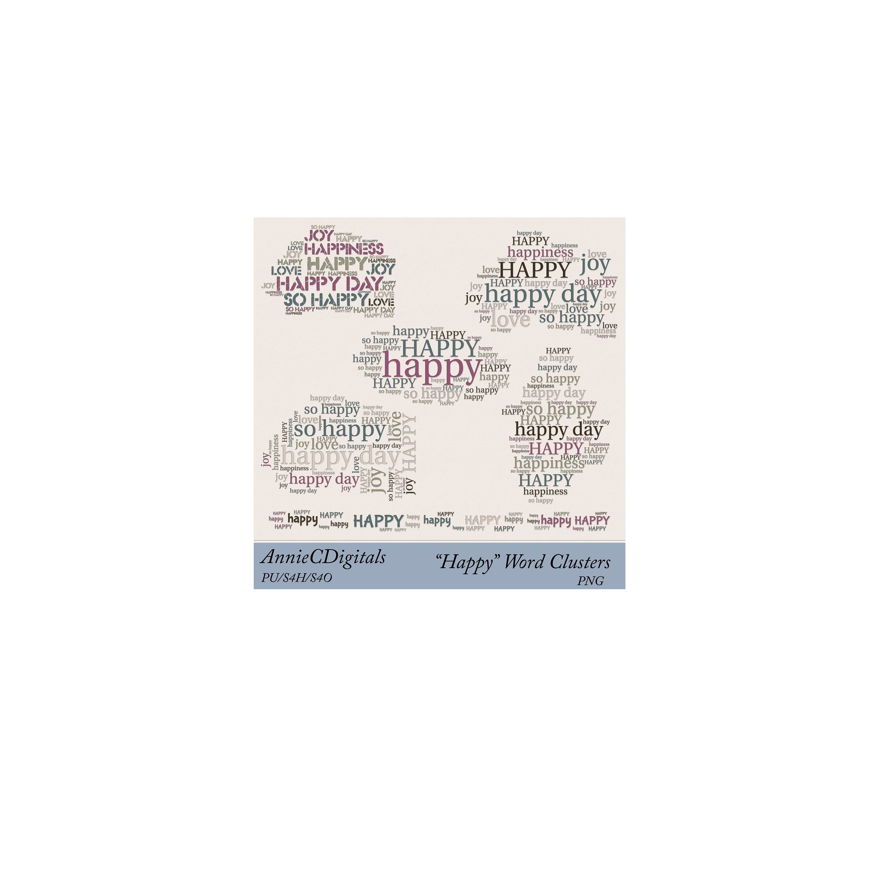 Happy Word Art, Happy Clip Art, Scrapbook Clip Art, Word Art Clusters ...