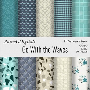 Digital Scrapbook Kit Bundle, Go With the Waves Bundle of Digital ...