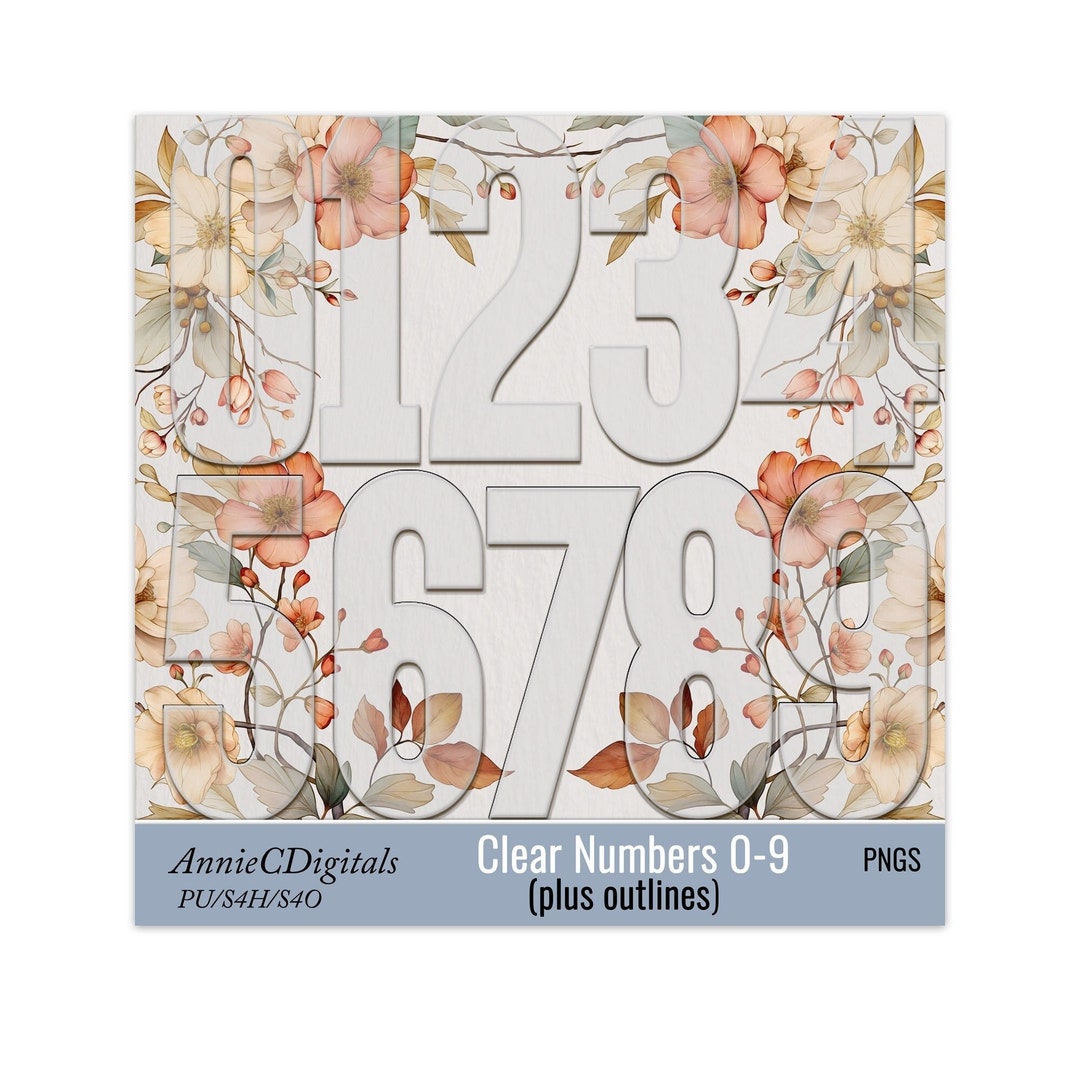 Clear Numbers 0-9, Titles, See Through Numbers 0-9, Clip Art - Etsy