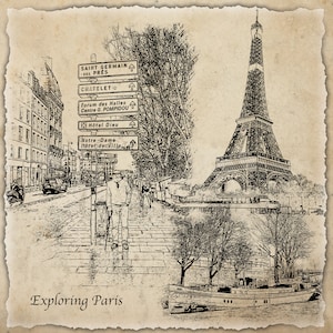 Paris Photoshop Brushes, Sketches, Paris Overlays, Paris Street Scenes ...