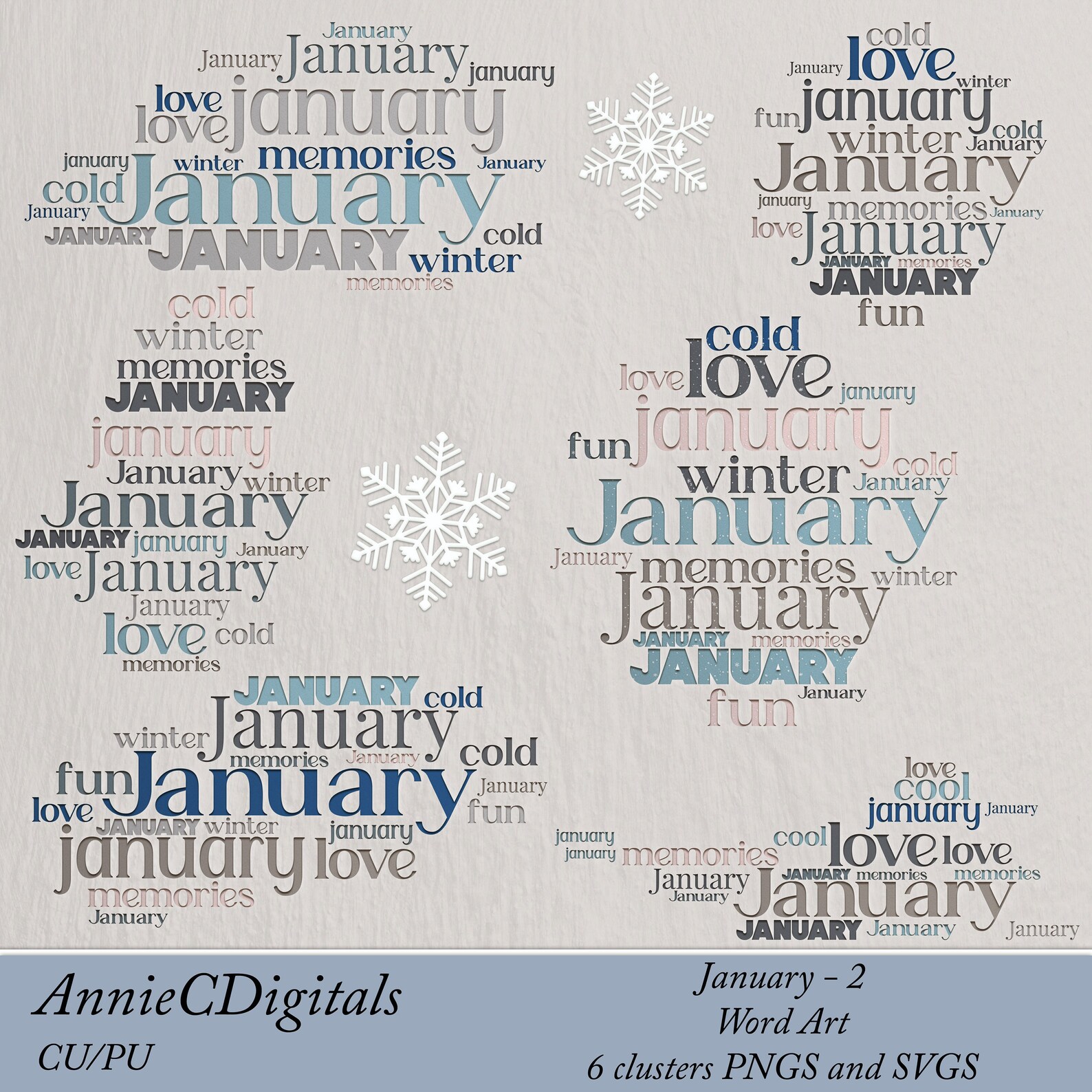 January Word Art-2 January Clip Art Month Clip Art - Etsy