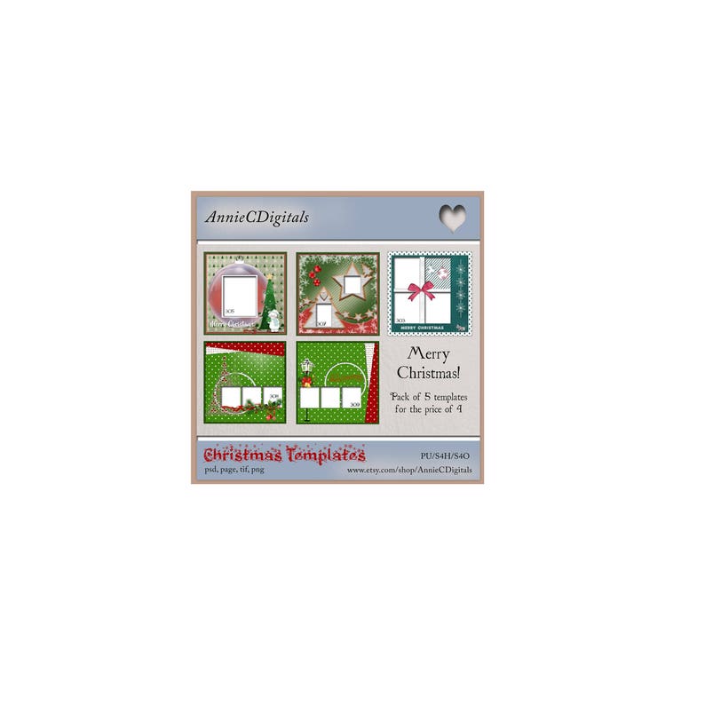 12x12 Digital Christmas Templates (305,307,303,308,309) - Etsy