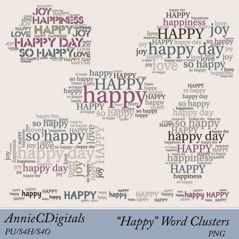 Happy Word Art Happy Clip Art Scrapbook Clip Art Word Art | Etsy