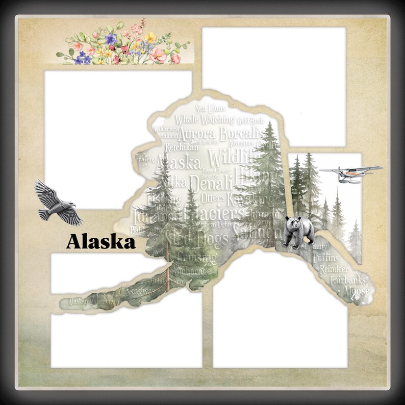 Alaska Digital Scrapbook Kit, Alaska Template, Digital Scrapbook Kit ...