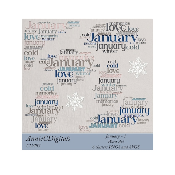 January Word Art-1 January Clip Art Month Clip Art | Etsy