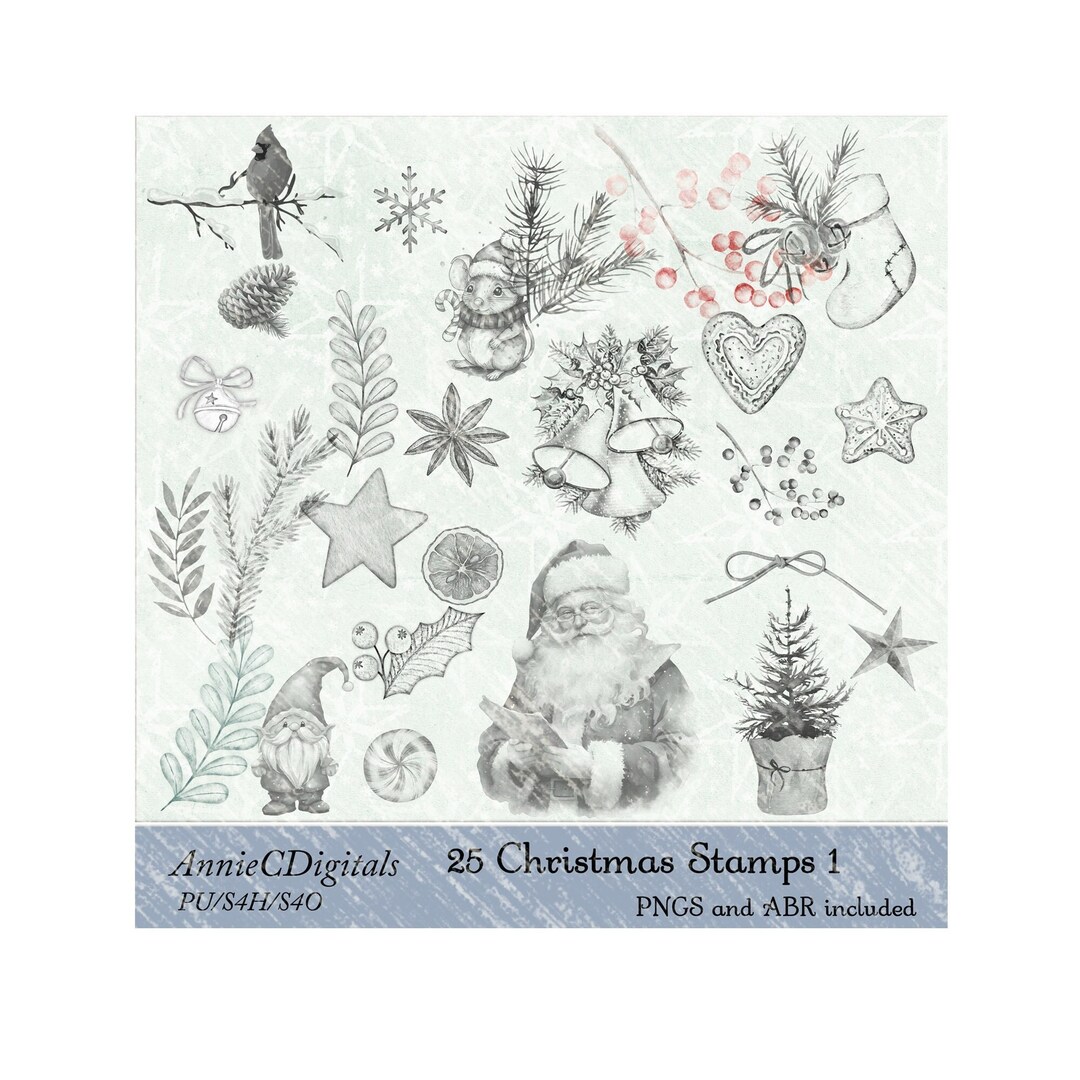 Digital Christmas Stamps, Digital Christmas Brushes, Digital Accents ...