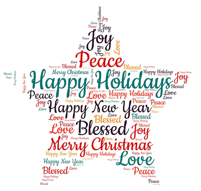 Christmas Word Art in Shapes - Etsy