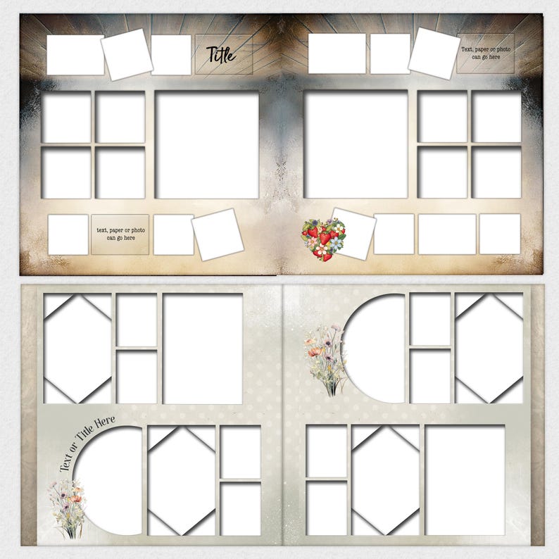 Digital Scrapbook Double Page Templates, Digital Double Page Templates ...