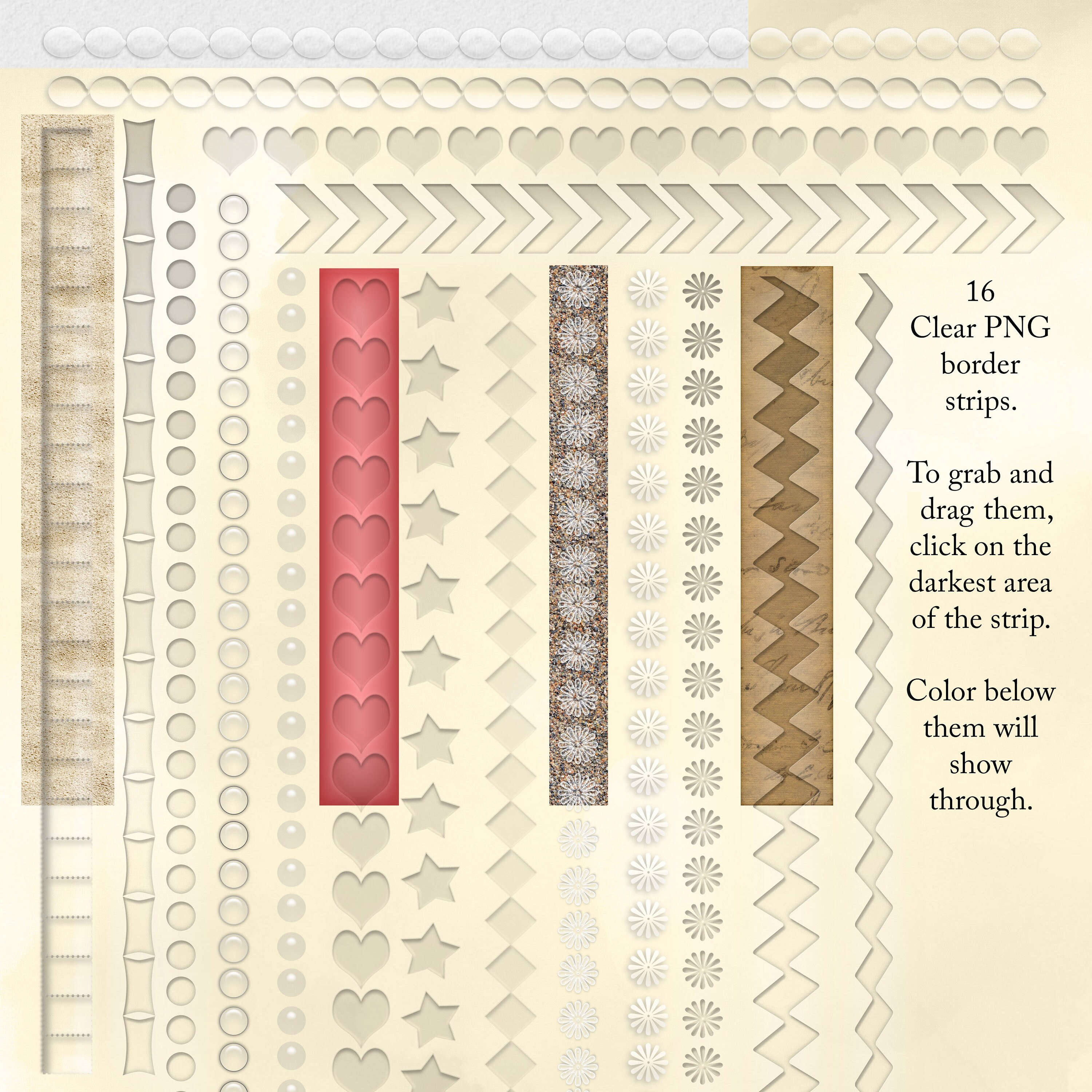 Clear PNG Border Strips, Clip Art Border Strips, Digital Scrapbook ...