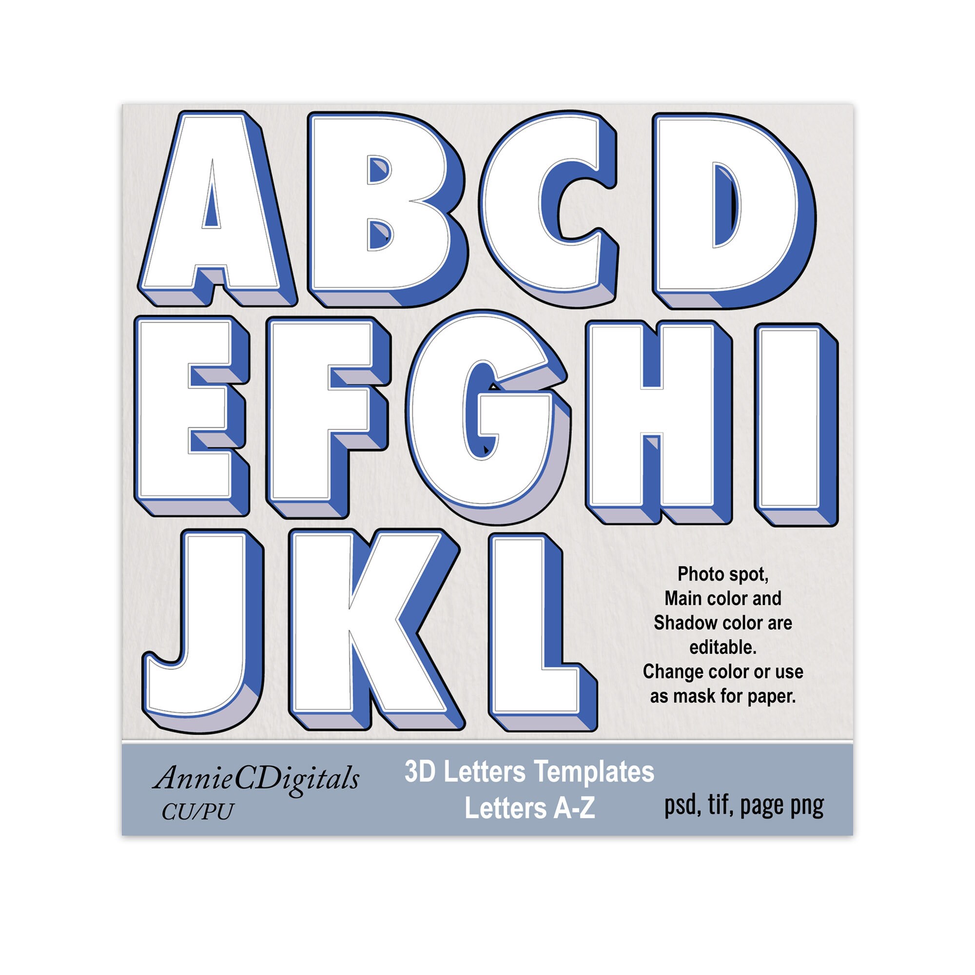 3D Digital Alphabet Letter Templates 3-D Digital Alphabet - Etsy