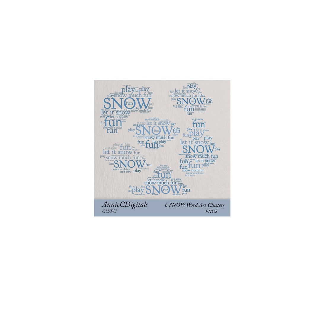 Snow Word Art, Snow Clip Art, Scrapbook Clip Art, Winter Word Art, Snow ...
