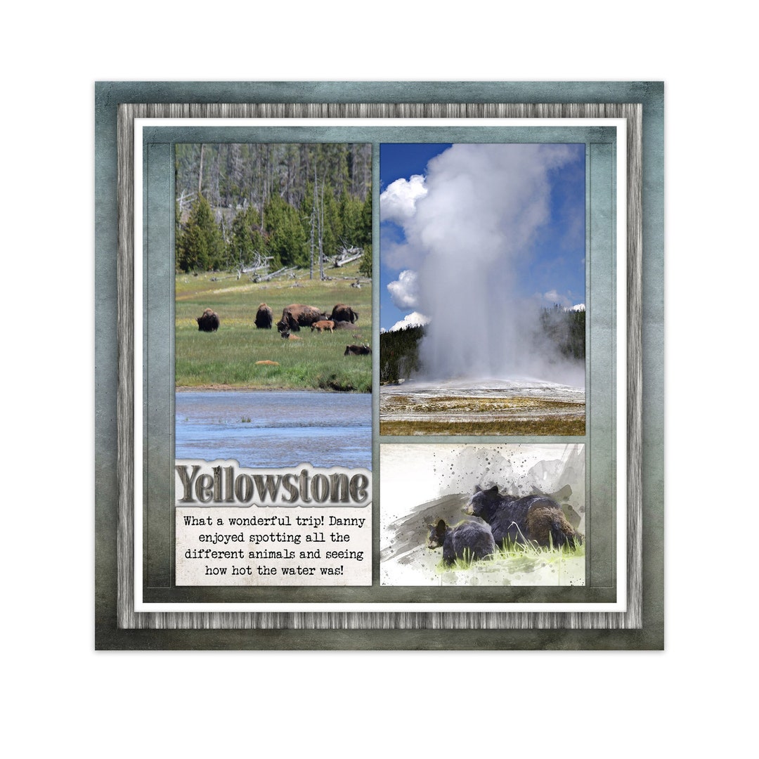 Digital Scrapbook Template, Yellowstone Scrapbook Page, Digital ...