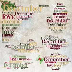 December Word Art, December Clip Art, Scrapbook Clip Art, December Word ...