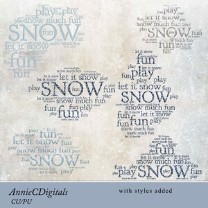 Snow Word Art Snow Clip Art Scrapbook Clip Art Winter Word | Etsy