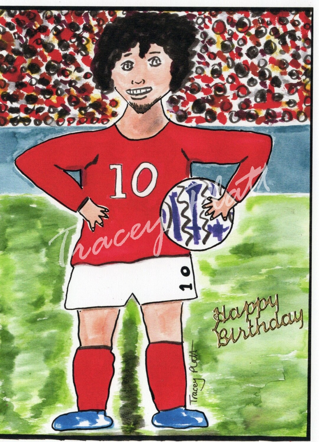 Printed Happy Birthday Greetings Card Designed by Tracey Platt MARADONA ...