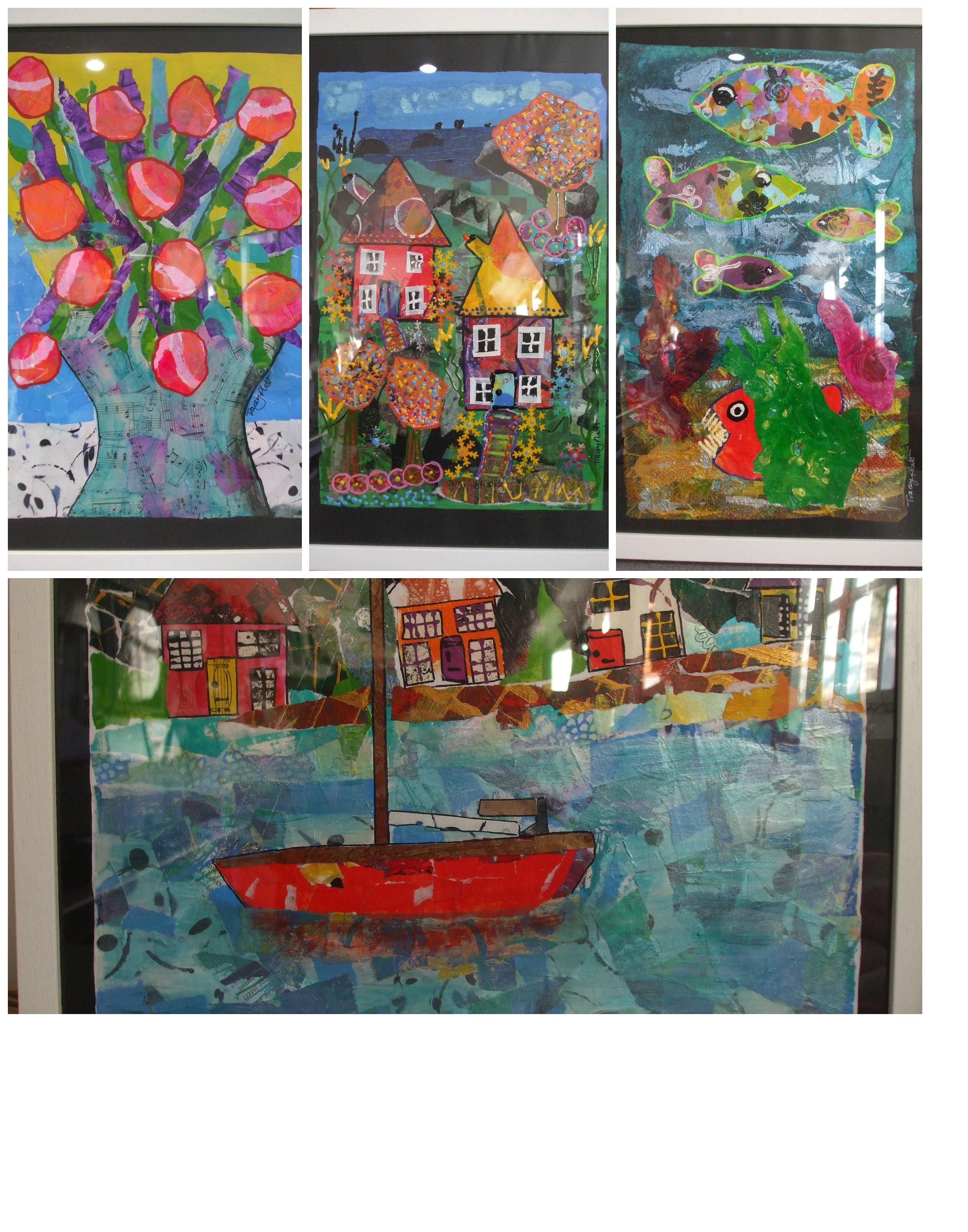 Collage de arte de medios mixtos originales en las casas de cartas en ...