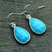 Genuine Turquoise Earrings Sterling Silver Dangle Earrings Small Drops ...
