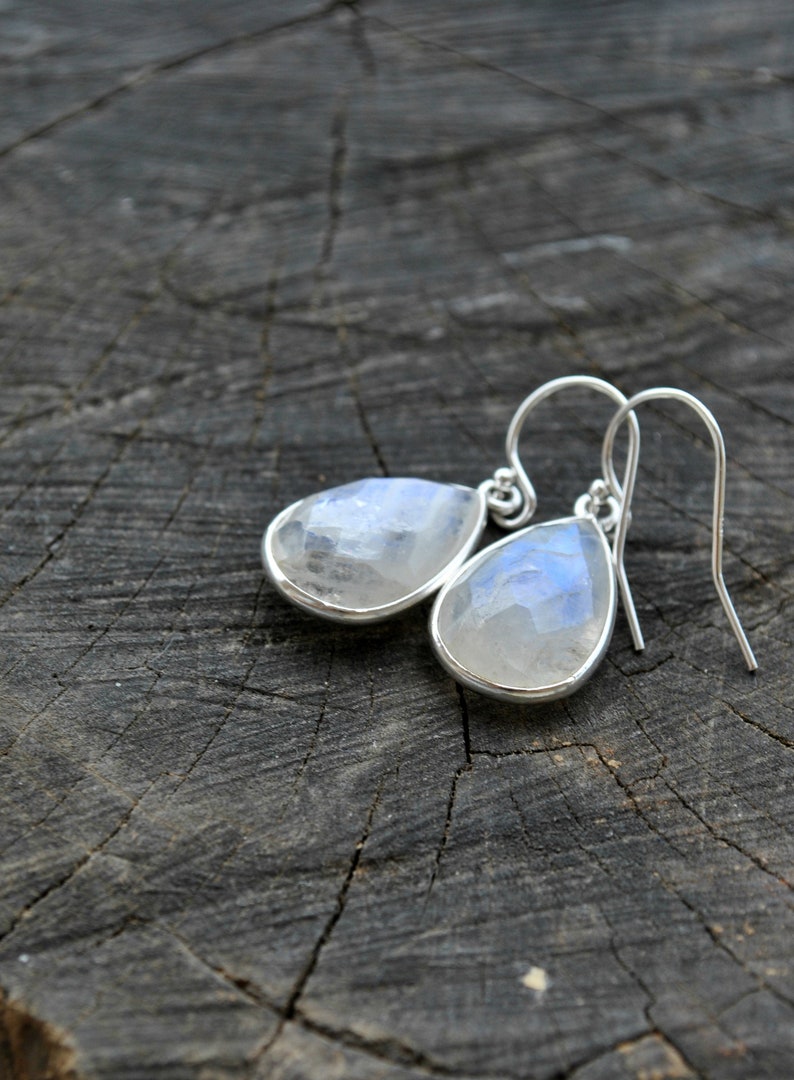Genuine Moonstone Earrings Sterling Silver Rainbow Moonstone | Etsy