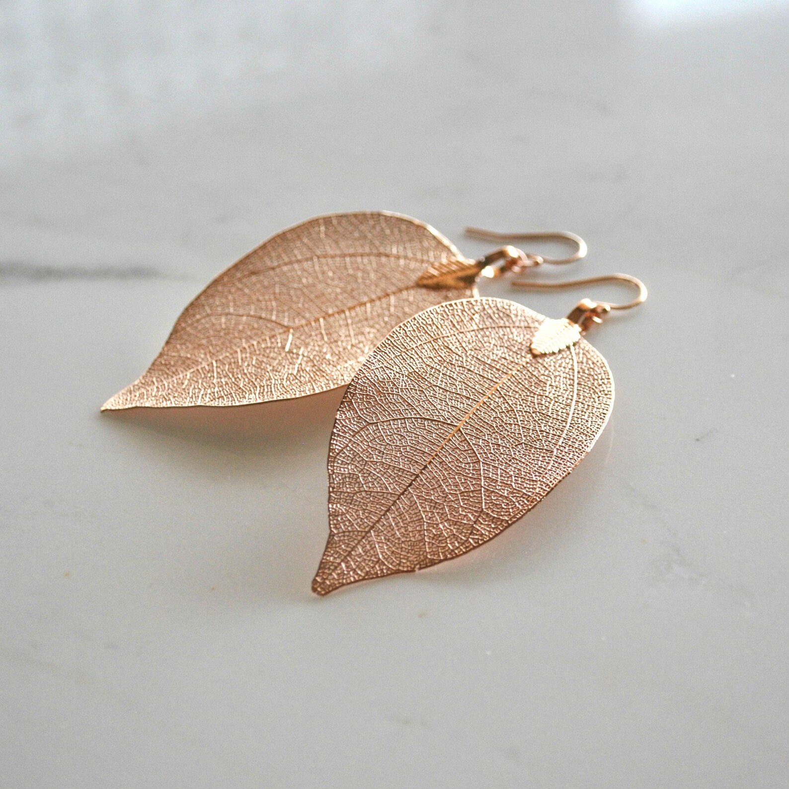 Rose Gold Magnolia Leaf Necklace: Skeleton Leaf Pendant, Natural ...