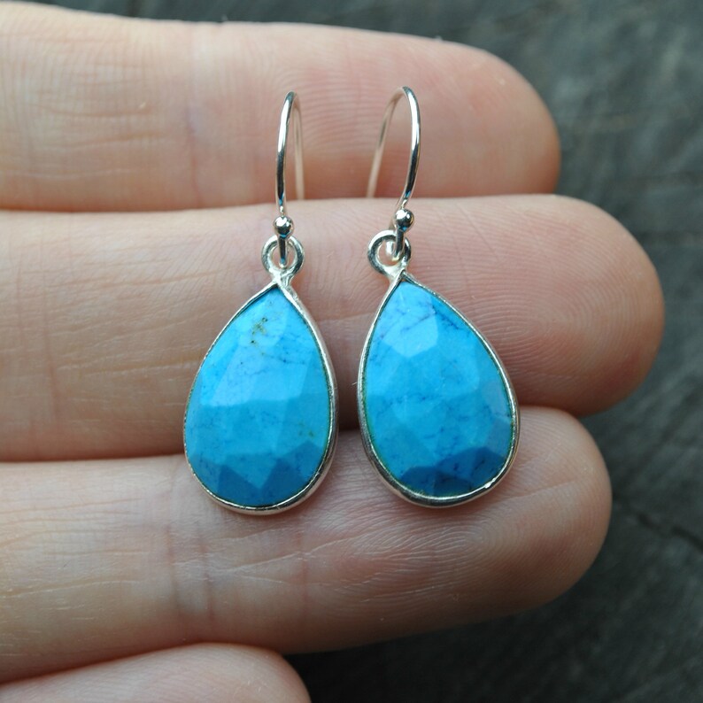 Genuine turquoise earrings Sterling Silver Turquoise dangle | Etsy
