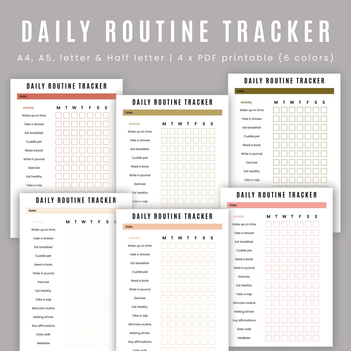 Daily Routine Tracker Printable Sheet Printable PDF - Etsy
