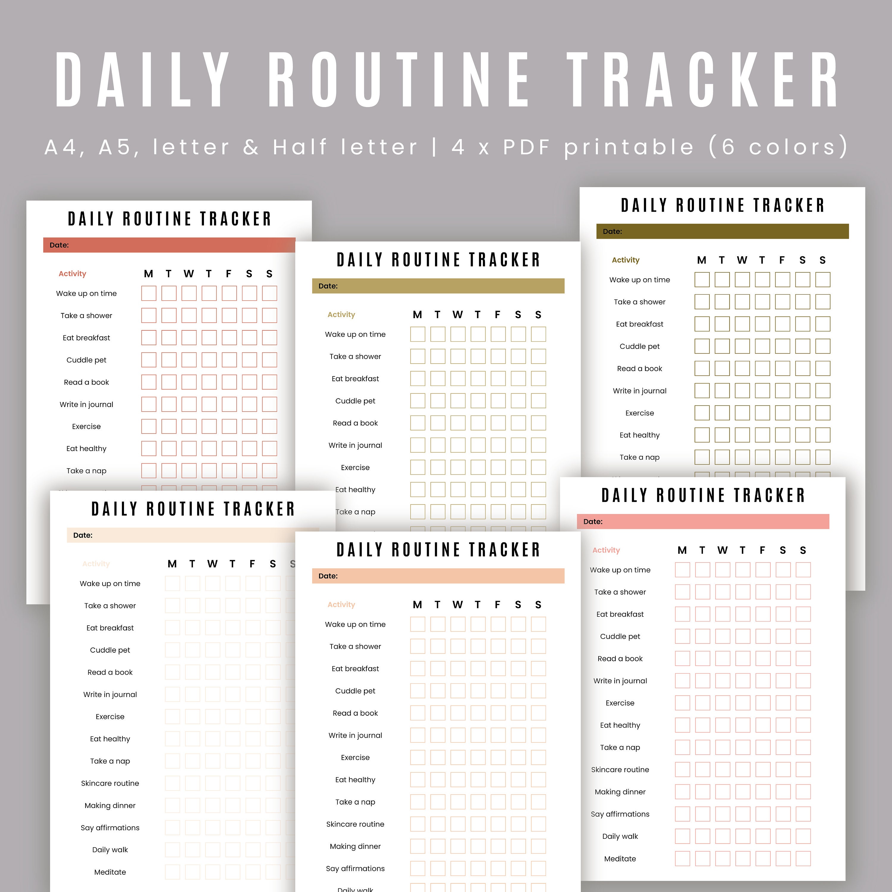 Daily Routine Tracker Printable Sheet Printable PDF Instant Download A4 ...