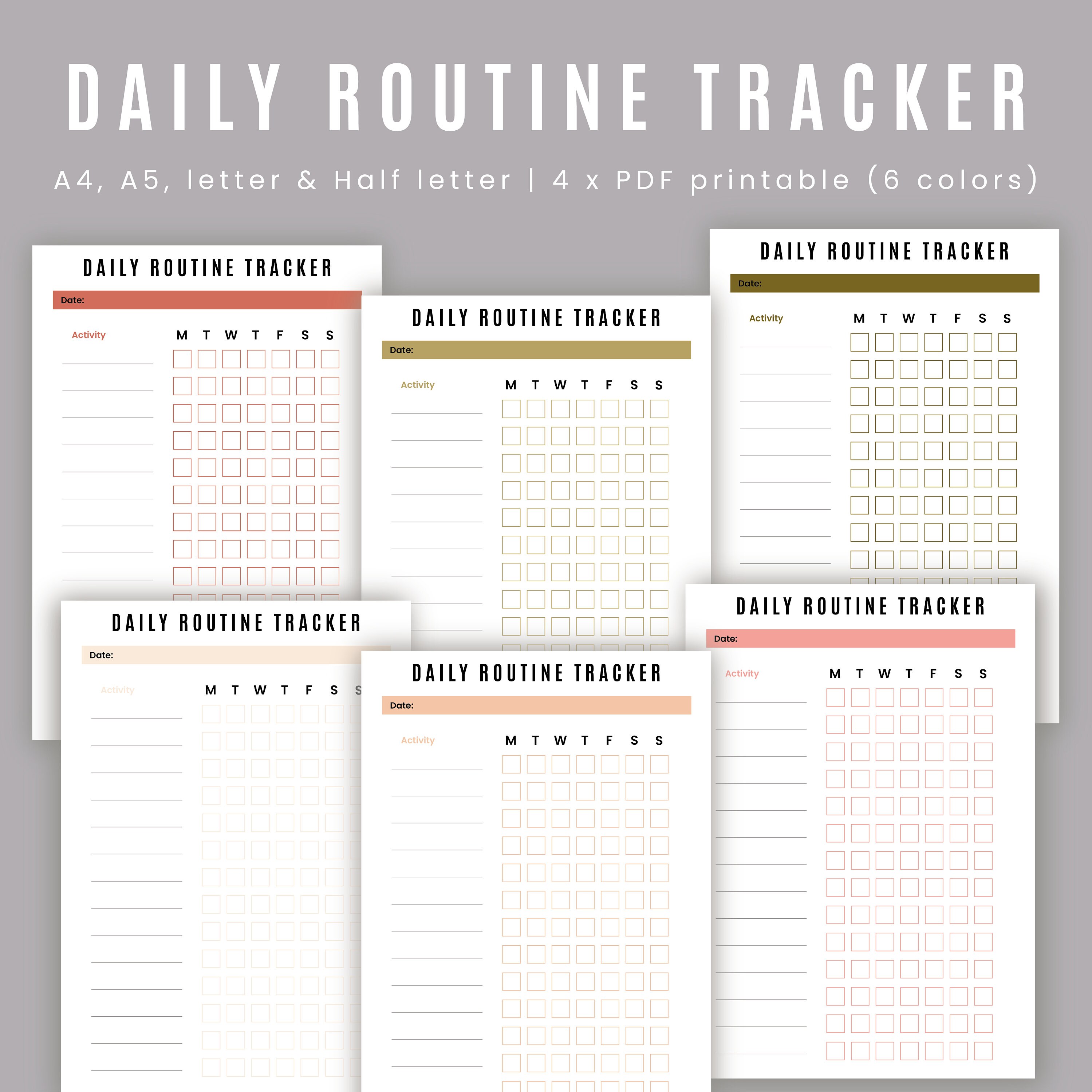 Daily Routine Tracker Printable Sheet| Printable | PDF | Instant ...