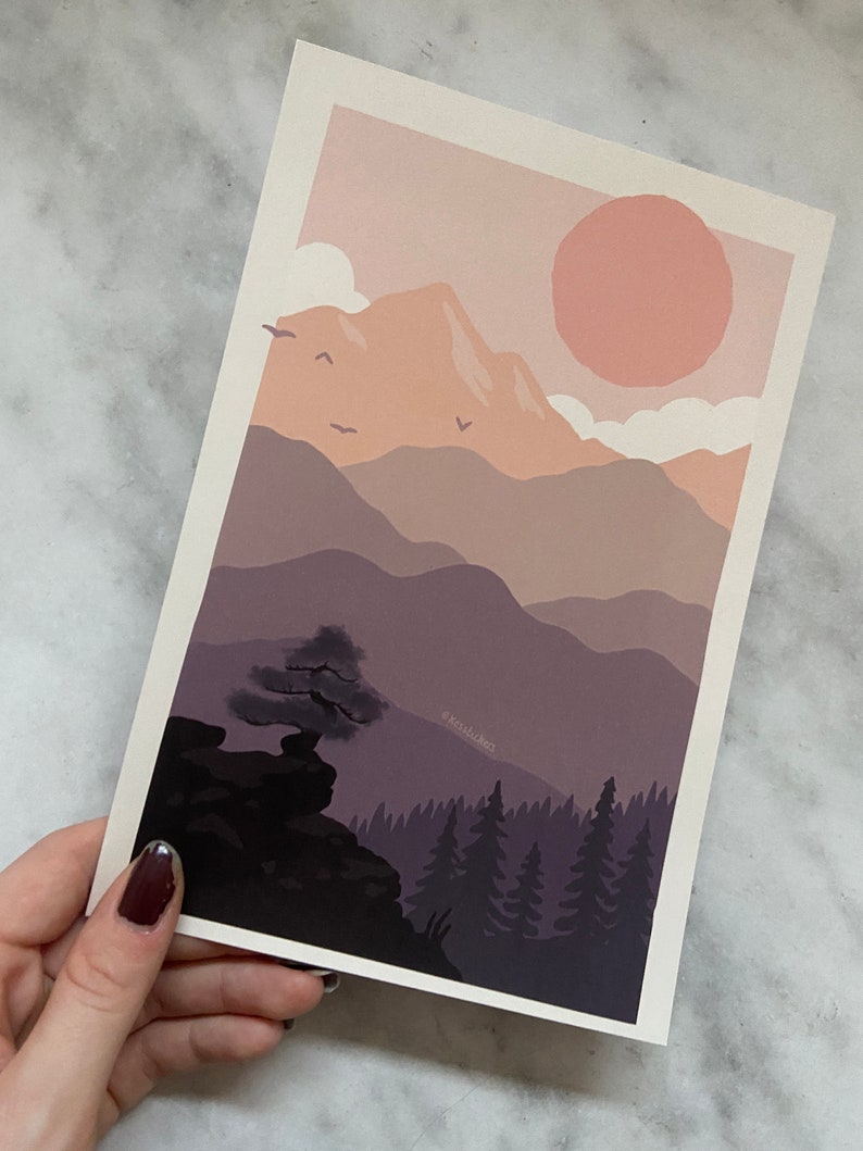 Landscape cards Landscape poster A5 cards colorfull - Etsy Nederland