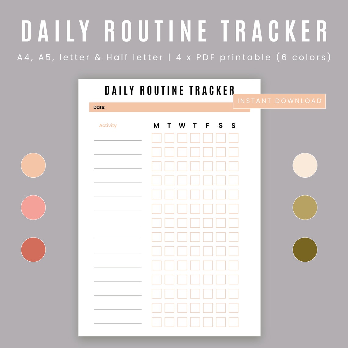 Daily Routine Tracker Printable Sheet Printable PDF - Etsy