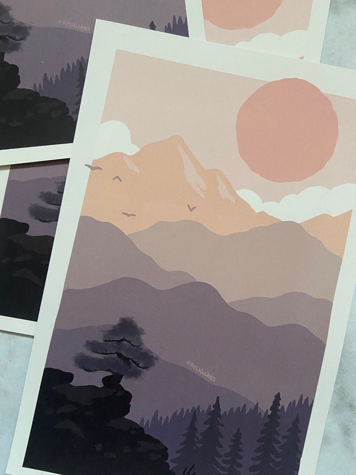 Landscape cards Landscape poster A5 cards colorfull | Etsy
