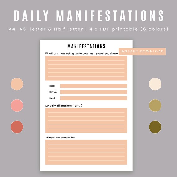 Daily Manifestations Printable Printable PDF Instant - Etsy