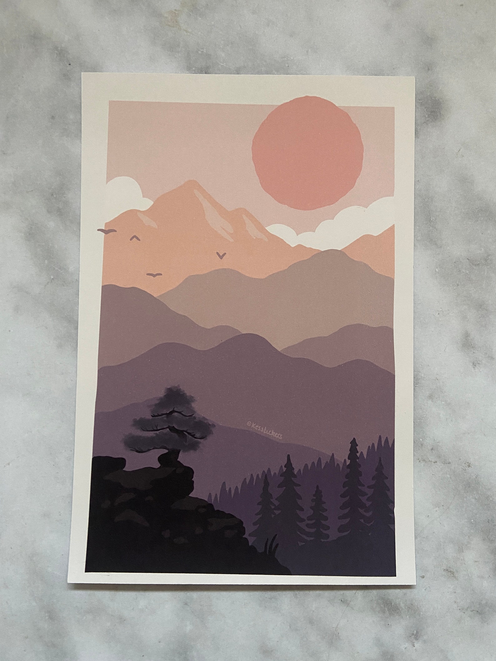 Landscape cards Landscape poster A5 cards colorfull - Etsy Nederland
