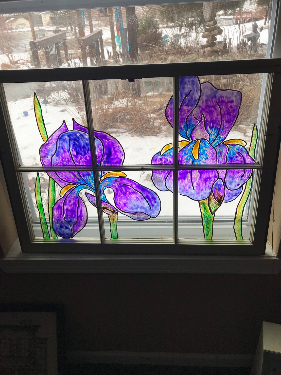 Painted Stained Glass Reclaimed Window. - Etsy
